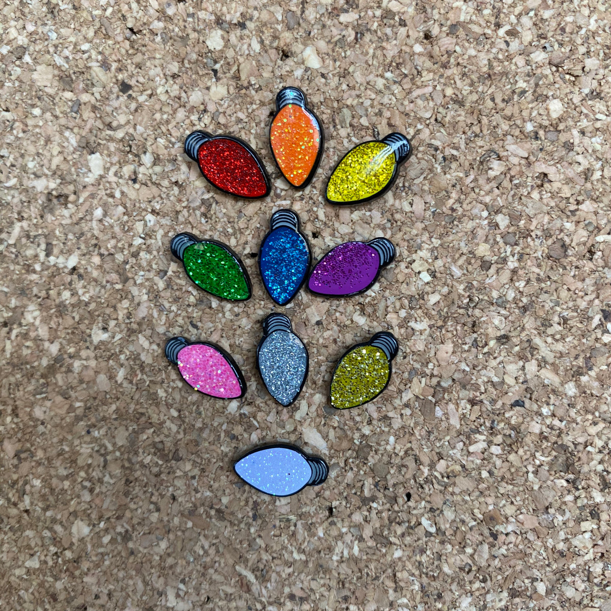 Holiday lights glitter mini pins – Lantern Pins